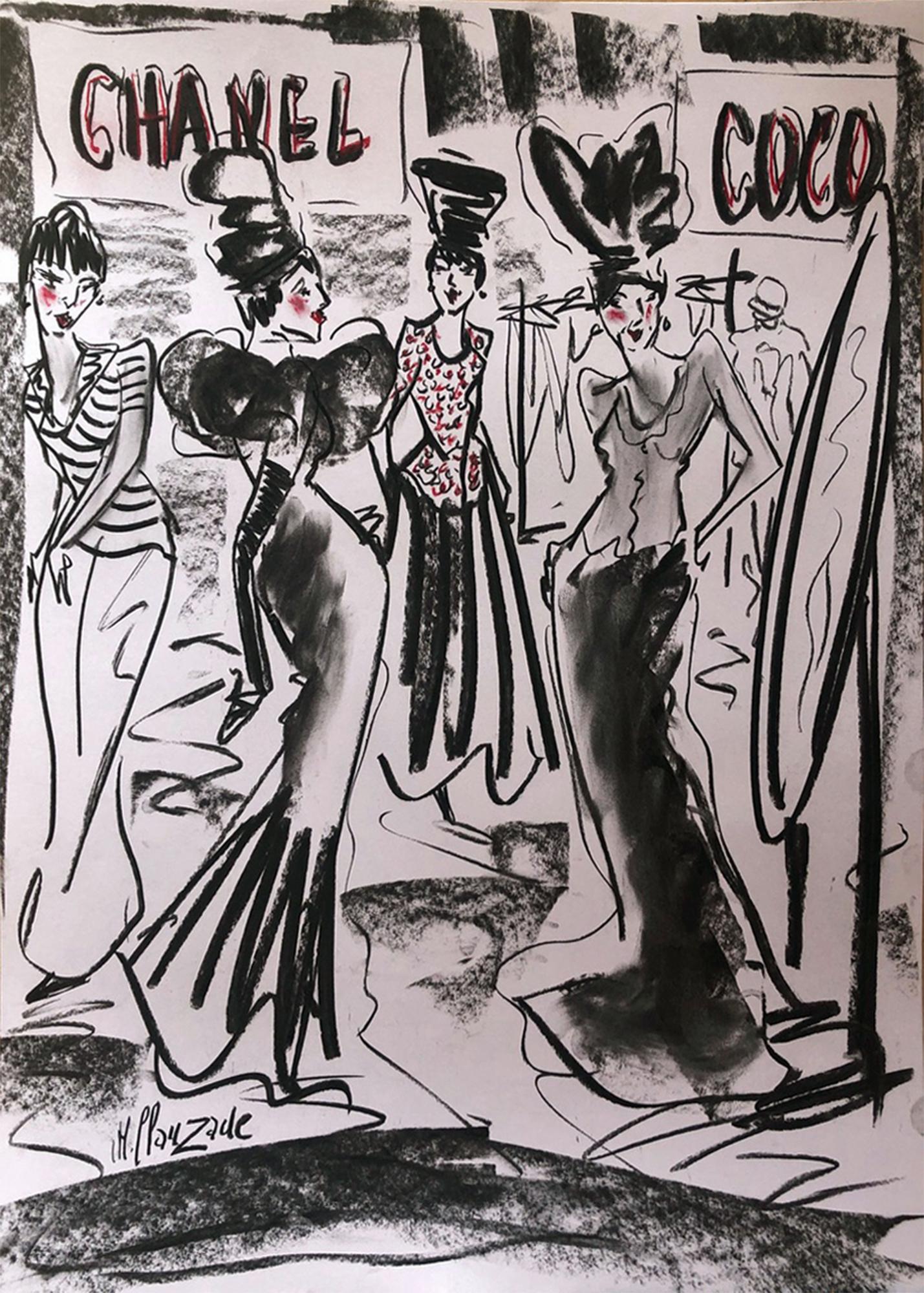 Marc Clauzade - Le Cafe Richelieu - Figurative Fashion Painting by Marc ...