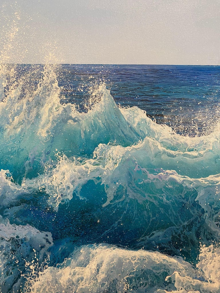 Marc Esteve - 'Mighty Surf' Blue Powerful Realist Wave Seascape ...