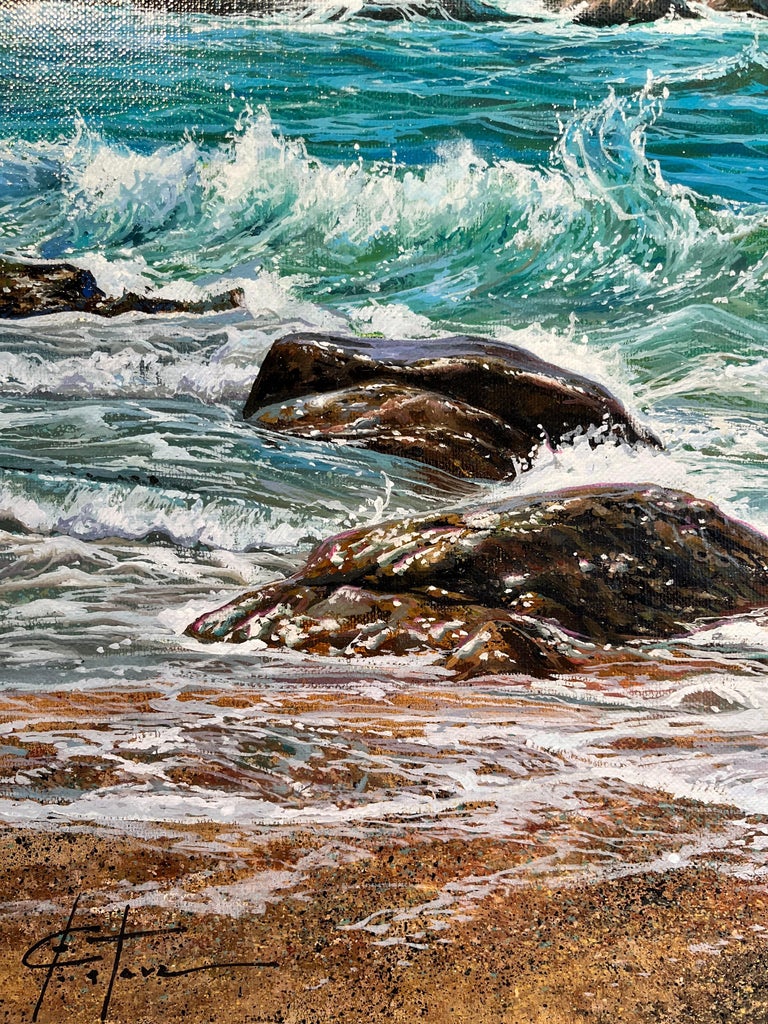 Marc Esteve - 'Shallow Waters' Contemporary Blue Photorealist painting ...