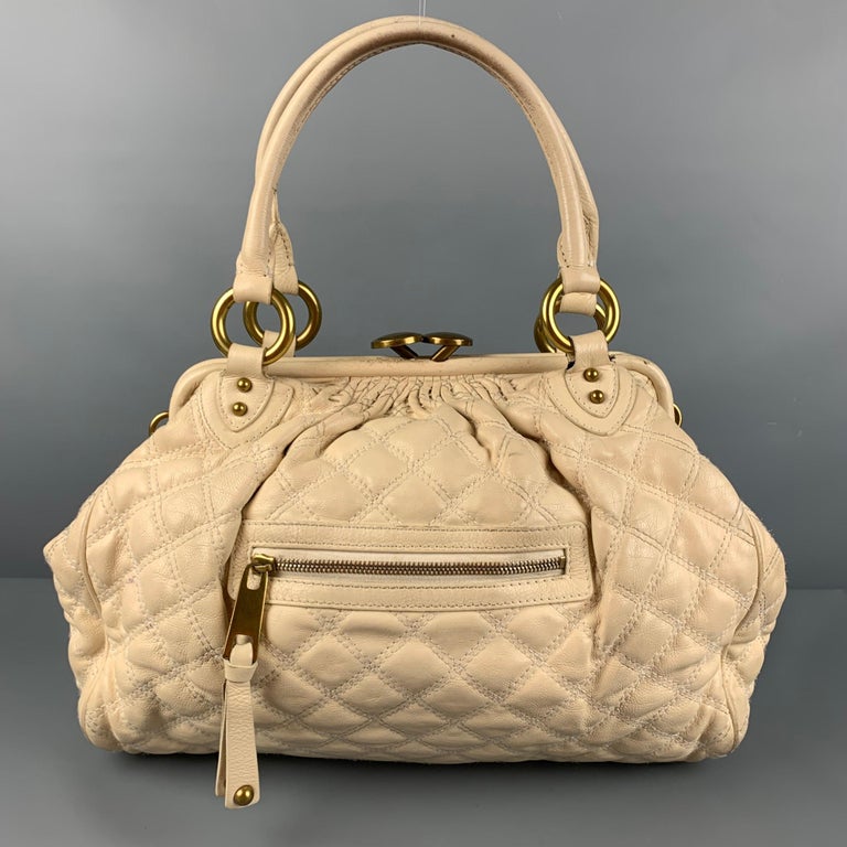 MARC JACOBS Beige Leather Satchel Quilted Stam Handbag For Sale at 1stDibs