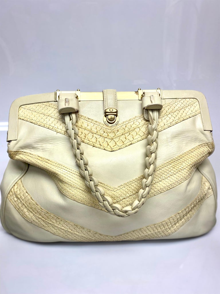 Marc Jacobs Beige Python Leather Handbag For Sale at 1stDibs