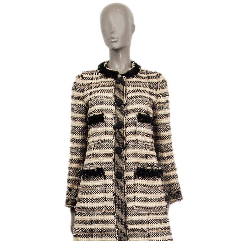 MARC JACOBS beige wool SEQUIN EMBELLISHED TWEED Coat Jacket 2 XXS at ...