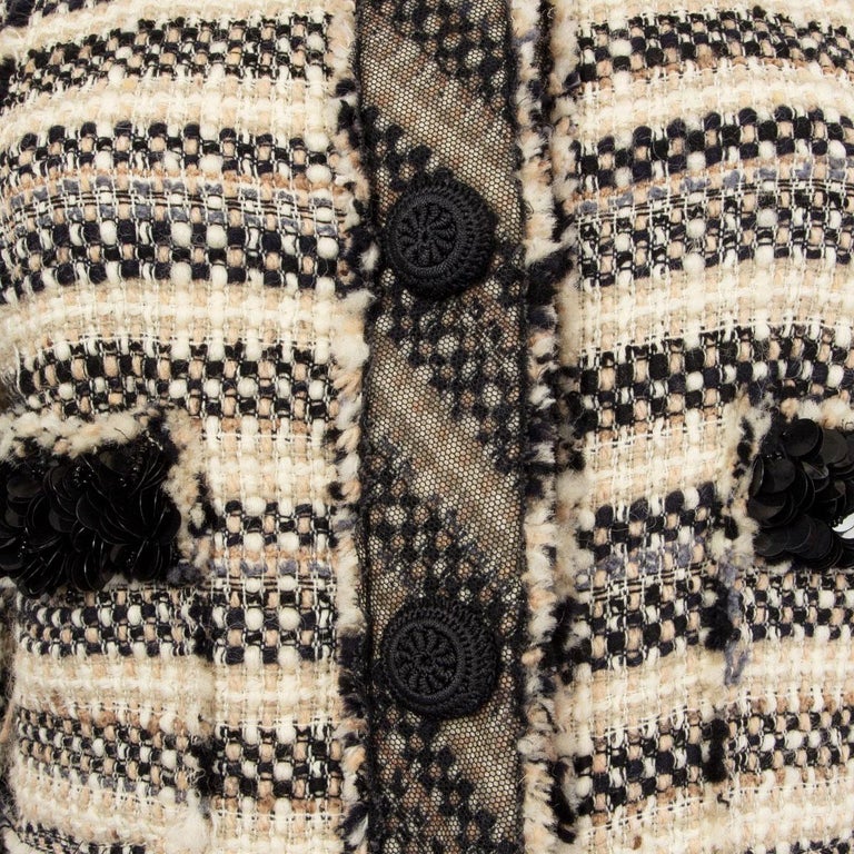 MARC JACOBS beige wool SEQUIN EMBELLISHED TWEED Coat Jacket 2 XXS at ...