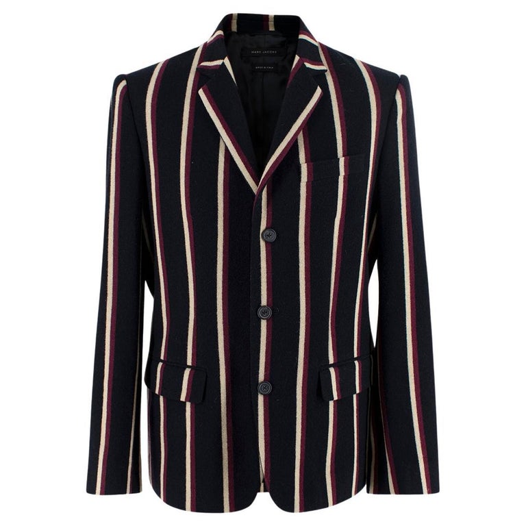 Marc Jacobs Black, Burgundy and Beige Stripe Rowing Blazer - SIZE M For ...