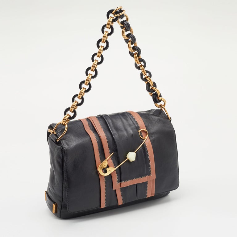 Marc Jacobs Black Leather Safety Pin Shoulder Bag at 1stDibs