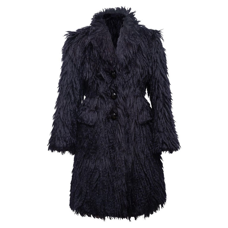 Marc Jacobs Black Shaggy Faux Fur Coat For Sale at 1stDibs