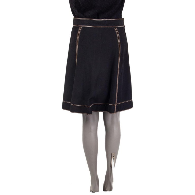 MARC JACOBS black viscose CONTRAST STITCHED KNEE-LENGTH A-LINE Skirt 4 ...