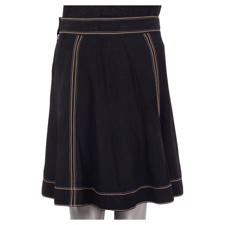 MARC JACOBS black viscose CONTRAST STITCHED KNEE-LENGTH A-LINE Skirt 4 ...
