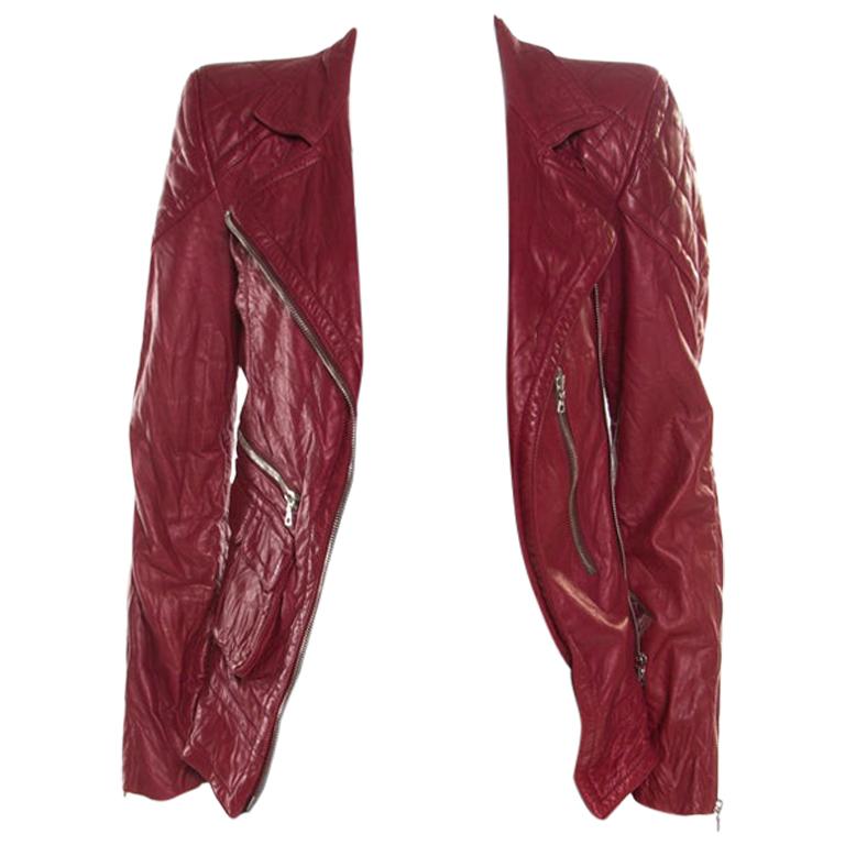 Marc Jacobs Brick Red Leather Quilted Shoulder Biker Jacket S For Sale ...