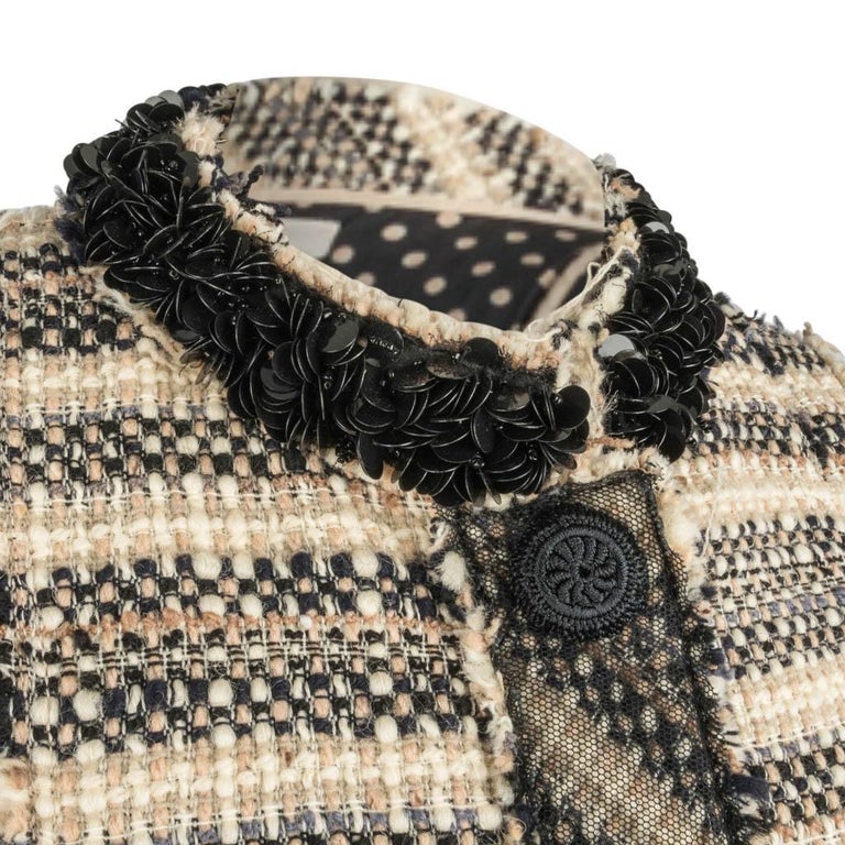 Marc Jacobs Coat Tweed w/ Embellished Details Polka Dot Lining 4 For ...