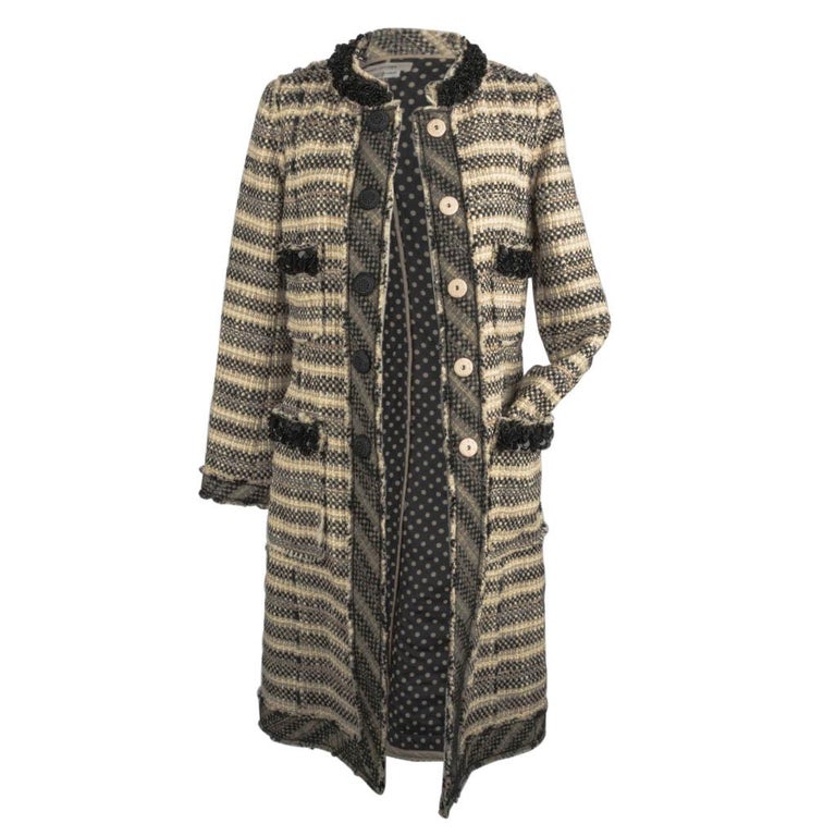 Marc Jacobs Coat Tweed w/ Embellished Details Polka Dot Lining 4 For ...