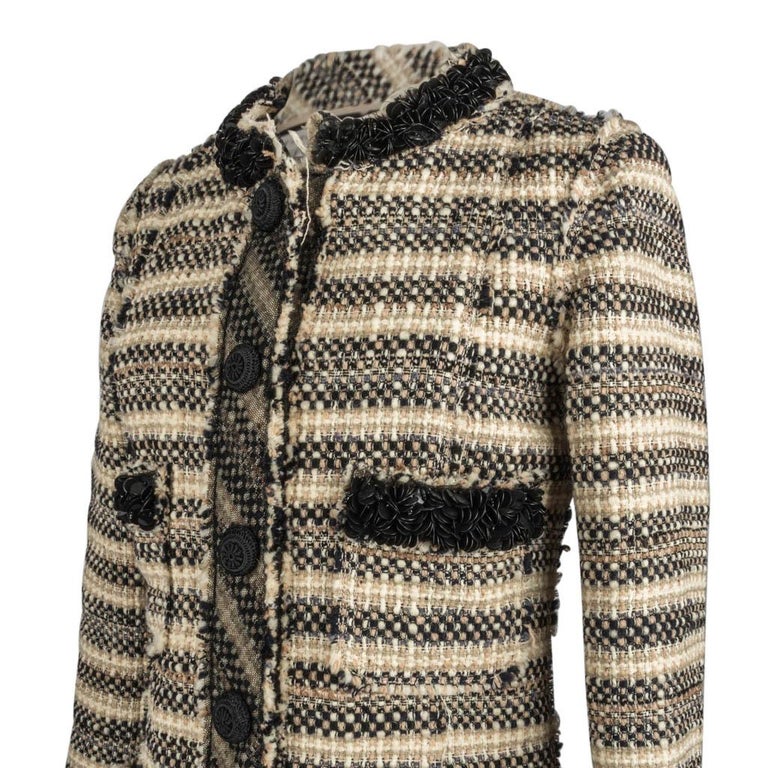 Marc Jacobs Coat Tweed w/ Embellished Details Polka Dot Lining 4 For ...