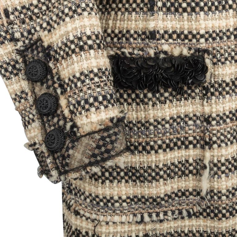 Marc Jacobs Coat Tweed w/ Embellished Details Polka Dot Lining 4 For ...