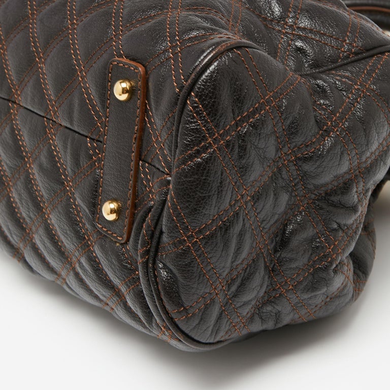 Marc Jacobs Dark Choco Brown Quilted Leather Stam Satchel For Sale at ...