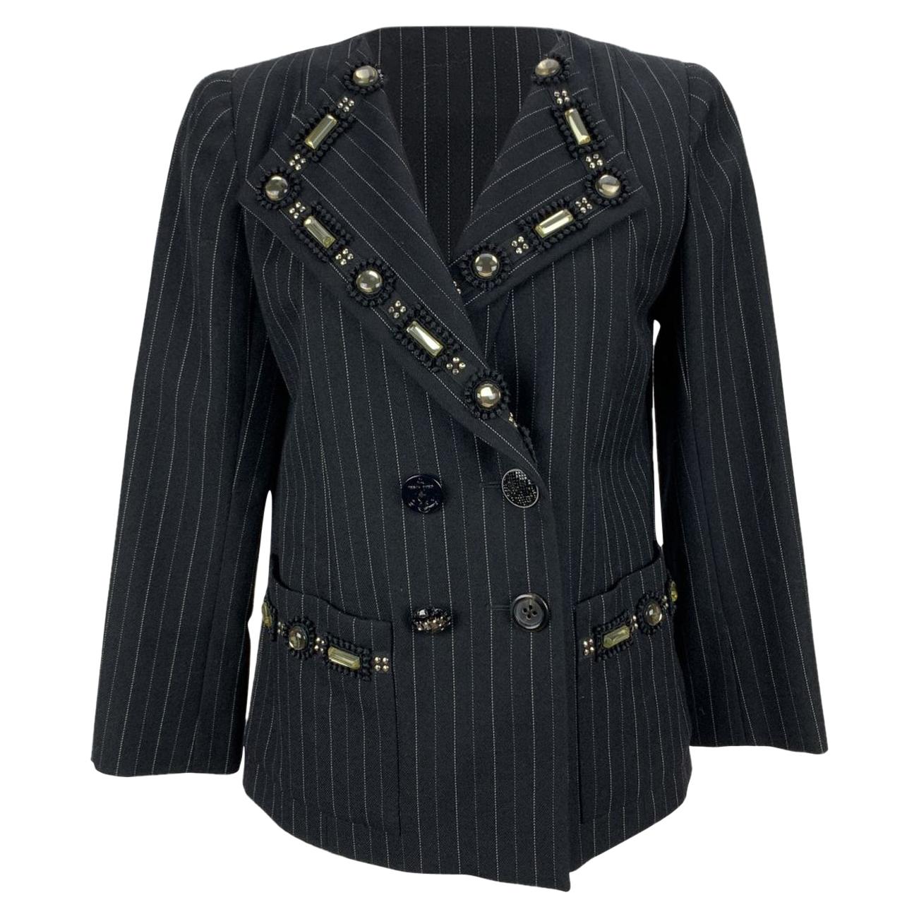 Valentino Black Pure Silk Chiffon Evening Jacket with Beadwork For Sale ...