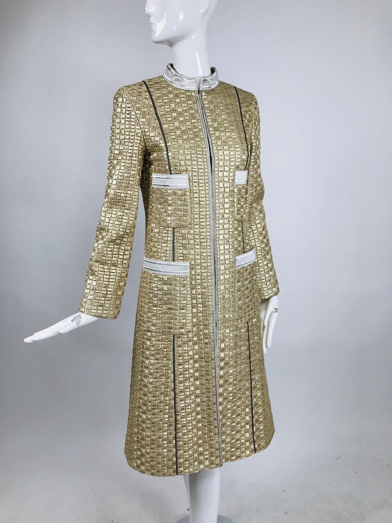 Marc Jacobs Gold and Silver Metallic 4 Pocket Coat For Sale at 1stDibs ...