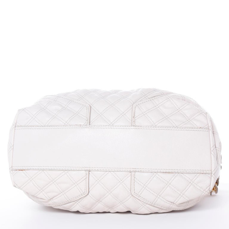 Marc Jacobs Handbag Bone Quilted Leather Zip Top Hobo Bag With Gold ...