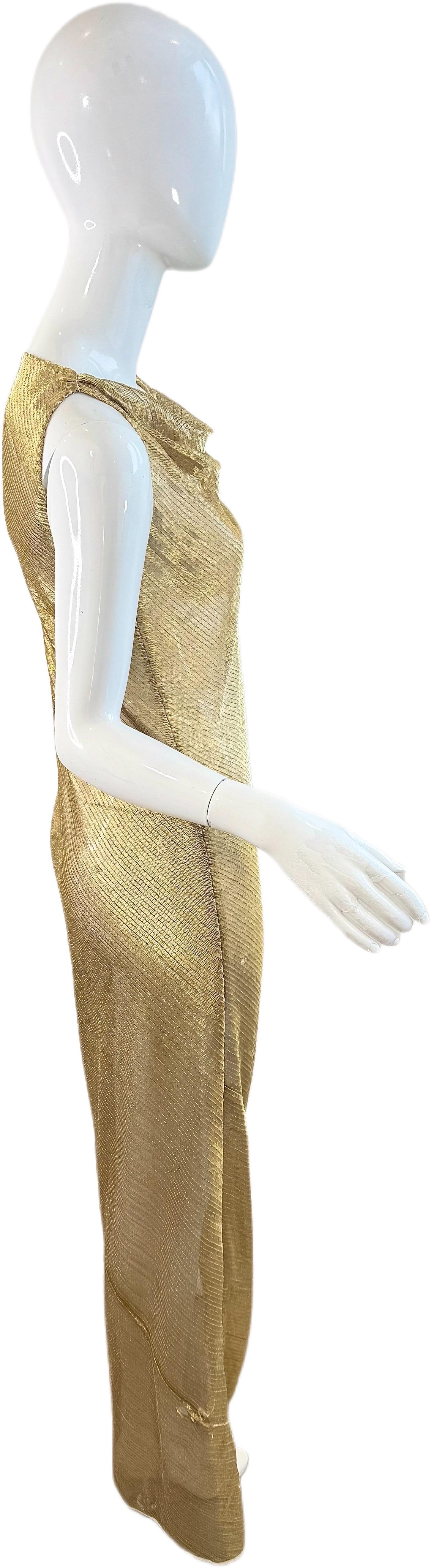 Marc Jacobs Late 90s Sz 8 Gold Metal Link Column Evening Gown Runway ...