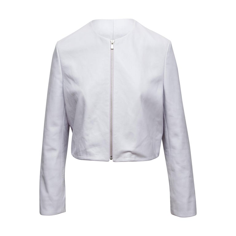 Marc Jacobs Lilac Cropped Leather Jacket For Sale at 1stDibs
