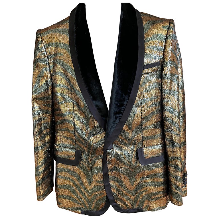 Marc Jacobs Men's Tiger Sequin Evening Jacket with Velvet Shawl Collar ...