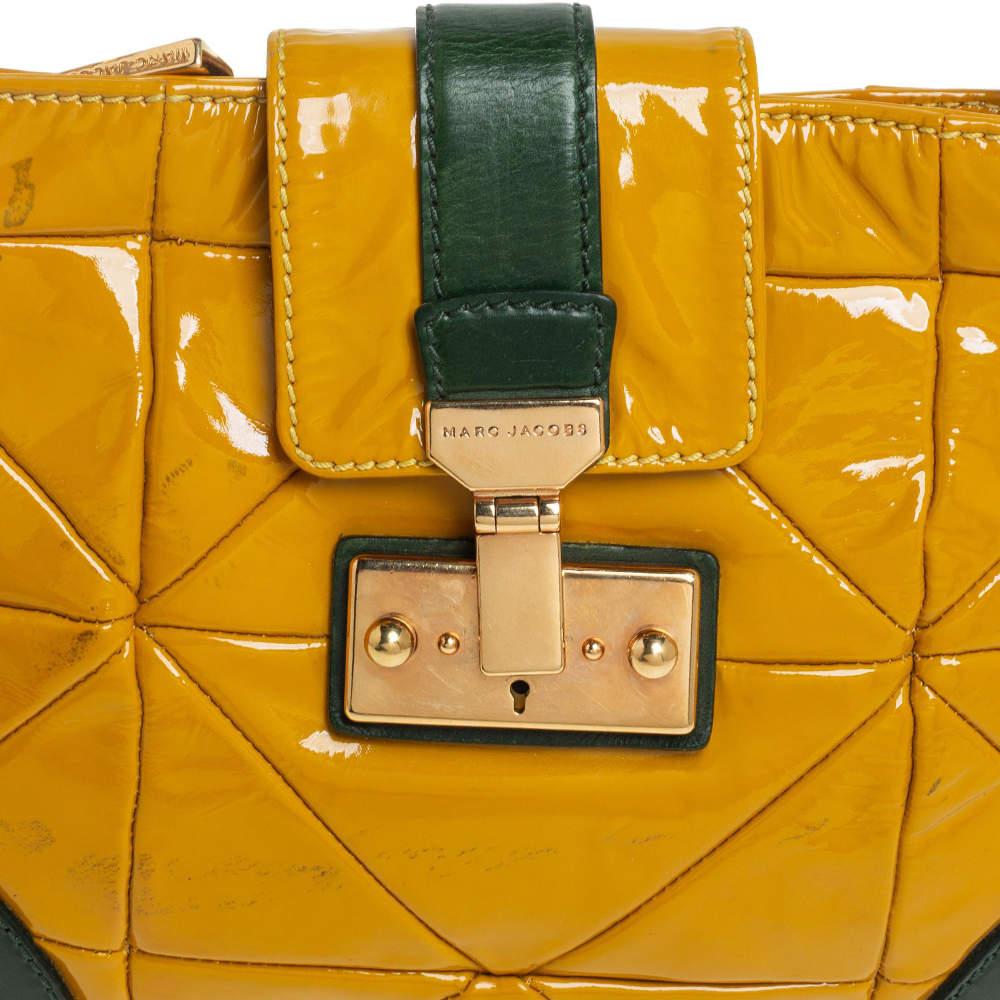 Marc Jacobs Mustard Yellow/Green Patent Leather And Leather Shoulder ...