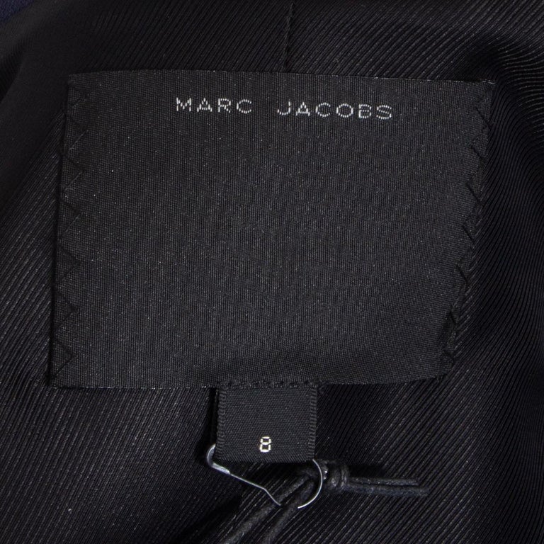 MARC JACOBS navy blue wool BEADED FLOWER SHORT PEACOAT Coat Jacket 8 M ...