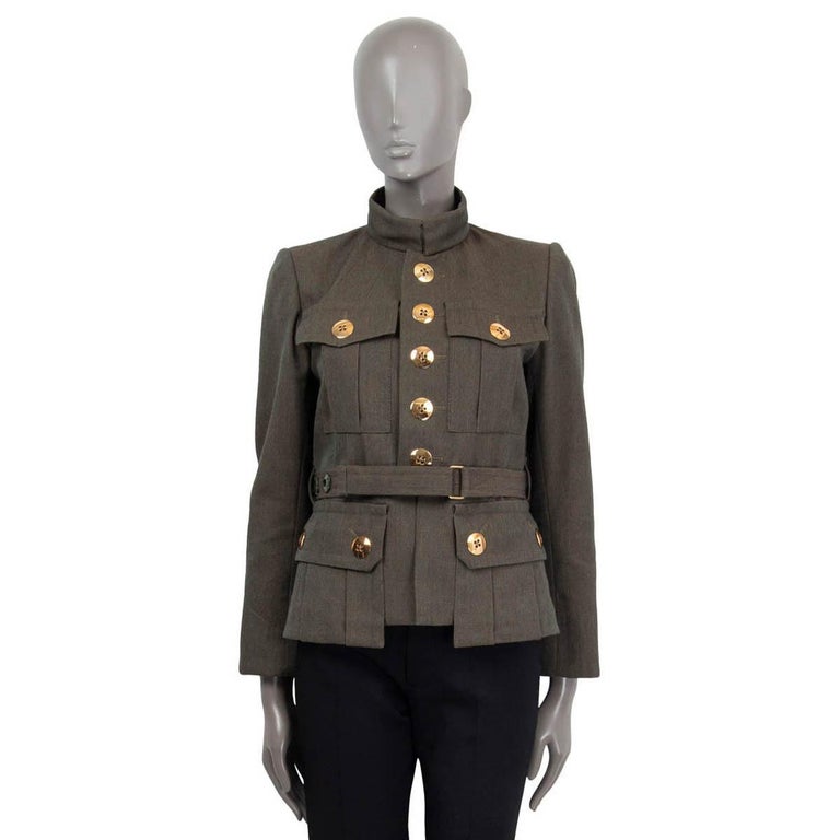 MARC JACOBS olive green wool MILITARY Jacket 4 S For Sale at 1stDibs
