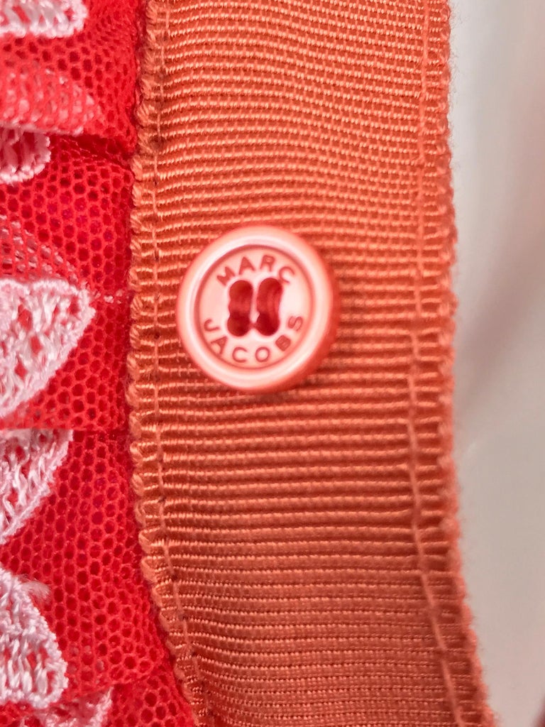 Marc Jacobs Orange Knit Collage Cardigan Sweater M For Sale at 1stDibs