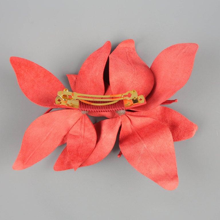 MARC JACOBS Poppy Red Leather Lilies Hair Pin at 1stDibs | lilies in hair