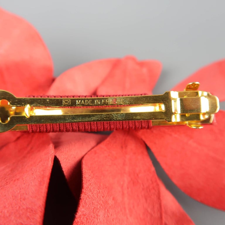 MARC JACOBS Poppy Red Leather Lilies Hair Pin at 1stDibs | lilies in hair