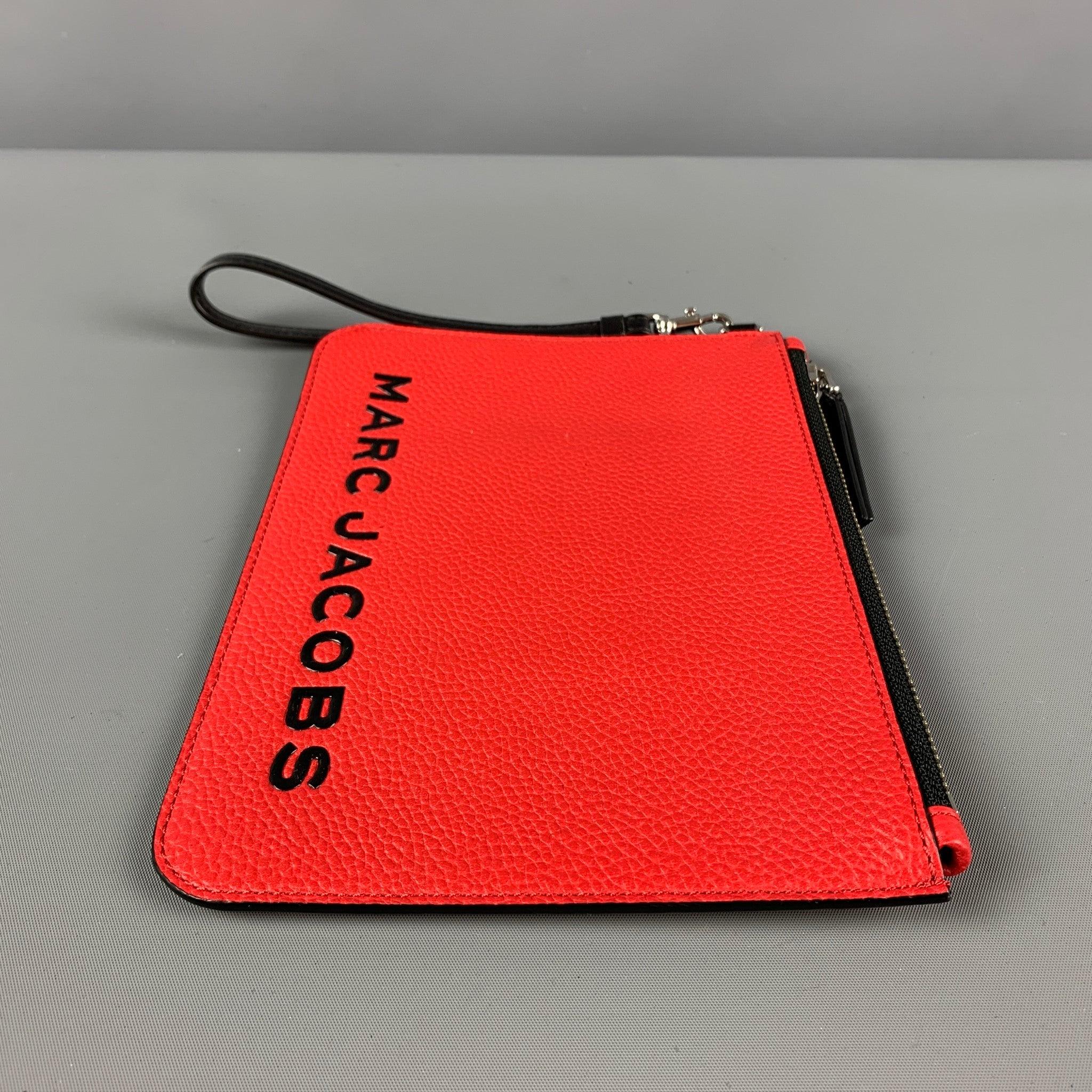 MARC JACOBS Red Black Logo Leather Wristlet Handbag at 1stDibs