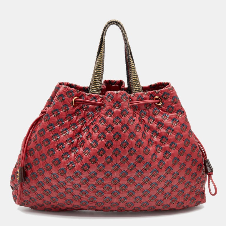 Marc Jacobs Red/Brown Leather Memphis Drawstring Tote For Sale at 1stDibs