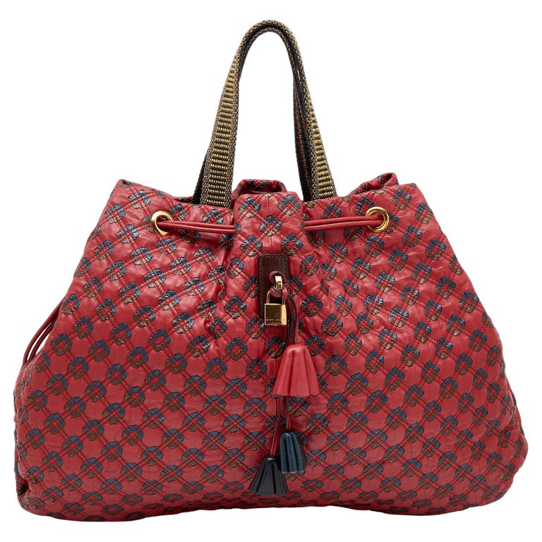 Marc Jacobs Red/Brown Leather Memphis Drawstring Tote For Sale at 1stDibs