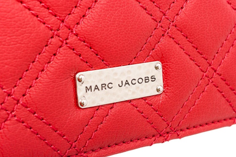 Marc Jacobs red tufted leather tablet case with silver-tone hardware ...