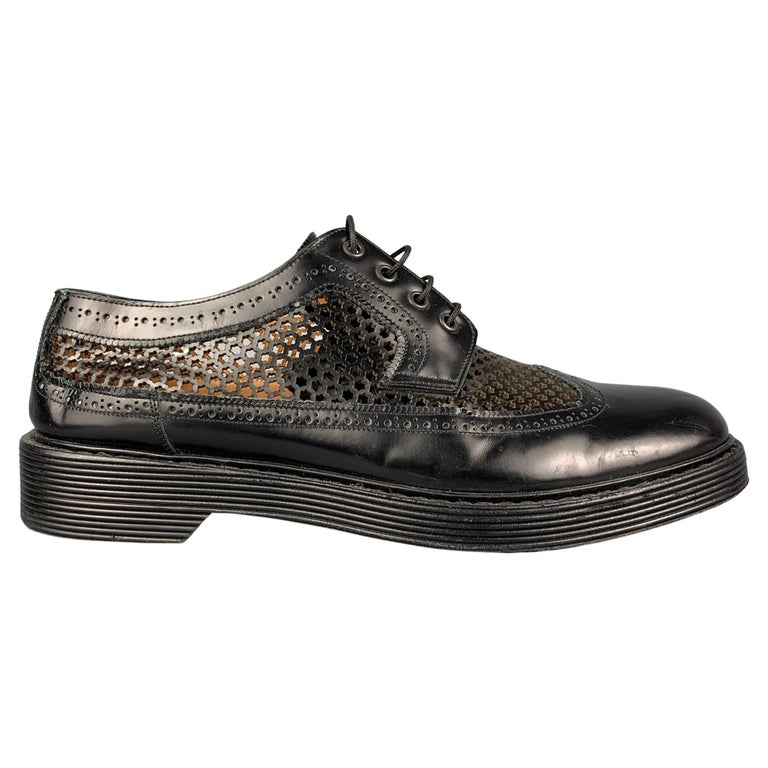 MARC JACOBS Size 10 Black Perforated Leather Wingtip Lace Up Shoes at ...