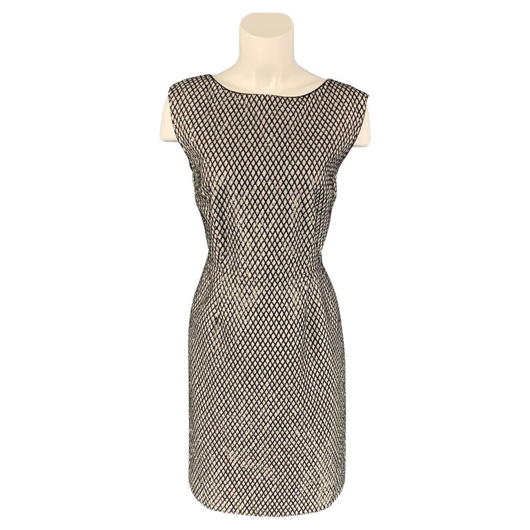 MARC JACOBS Size 12 Grey and Black Silk Beaded Shift Dress For Sale at ...