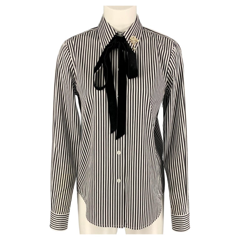 MARC JACOBS Size 2 Black White Cotton Stripe Button Up Shirt at 1stDibs