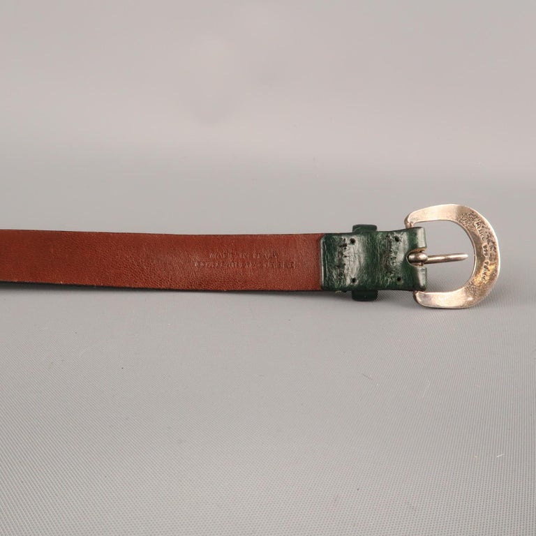 MARC JACOBS Size 36 Forest Green Leather Belt at 1stDibs