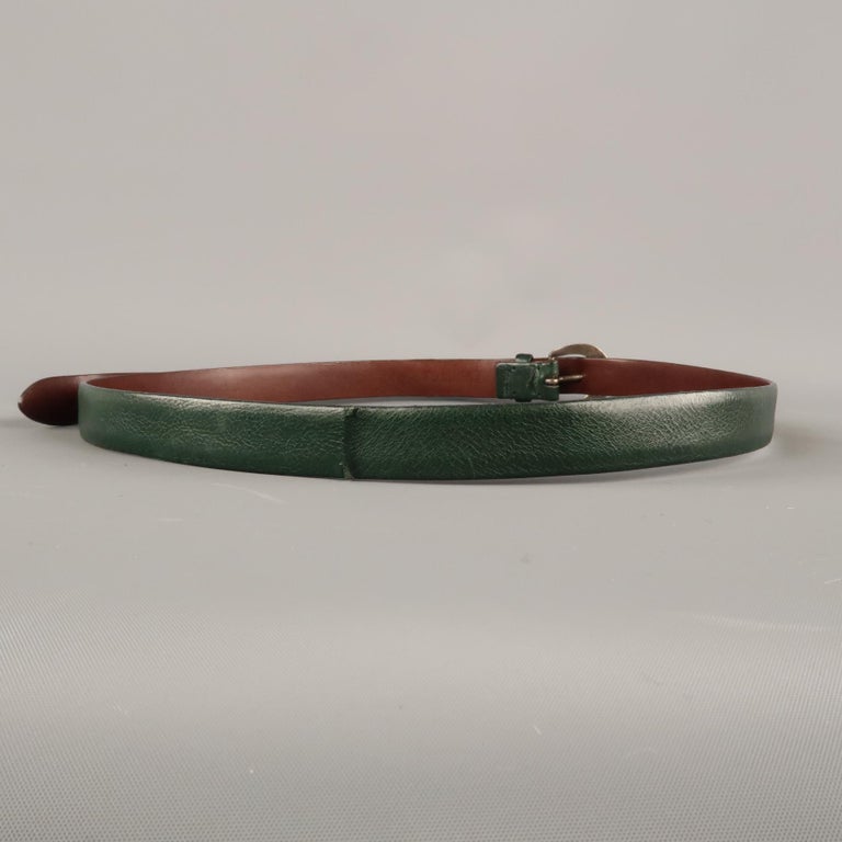 MARC JACOBS Size 36 Forest Green Leather Belt at 1stDibs