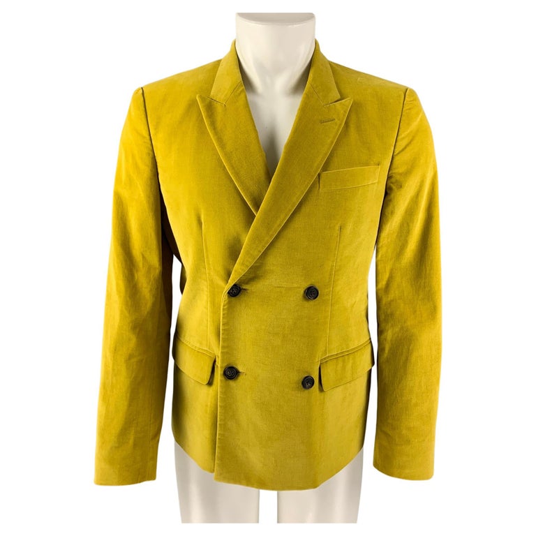 MARC JACOBS Size 36 Yellow Solid Cotton Velvet Peak Lapel Sport Coat For Sale at 1stDibs