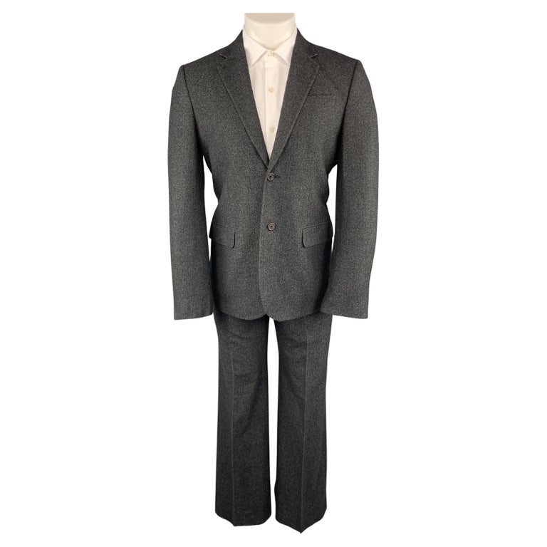 MARC JACOBS Size 38 Charcoal Textured Cashmere Notch Lapel Wide Leg ...