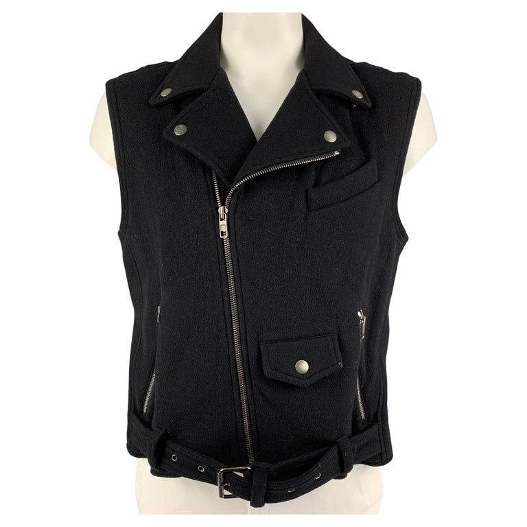 MARC JACOBS Size 46 Black Wool Biker Vest For Sale at 1stDibs