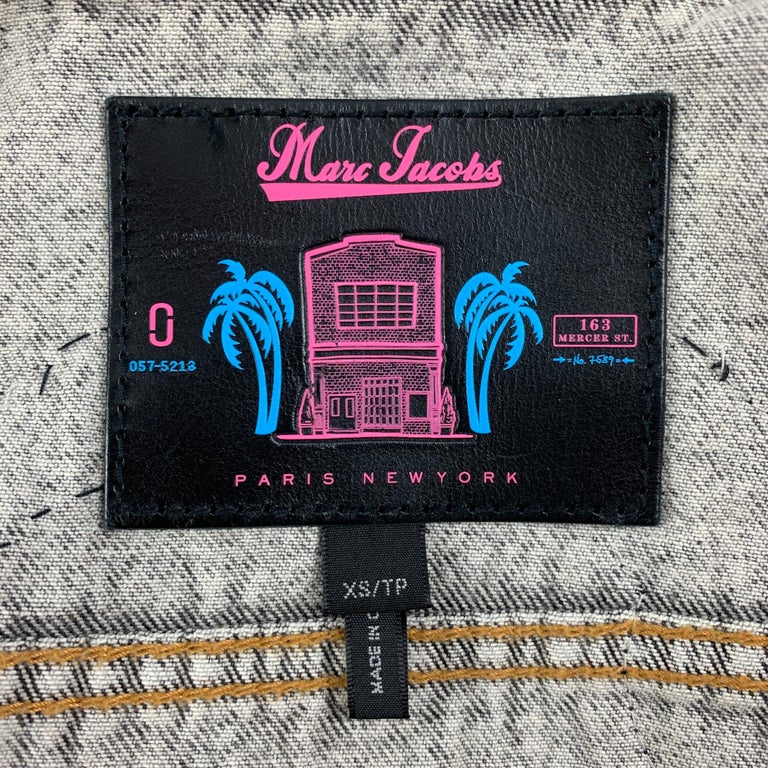 MARC JACOBS Size XS Black Denim Acid-Wash Pins Paradise Jacket For Sale ...