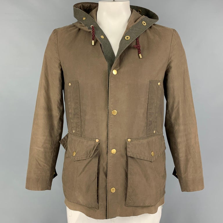 MARC JACOBS Size XS Olive Cotton Hooded Jacket For Sale at 1stDibs