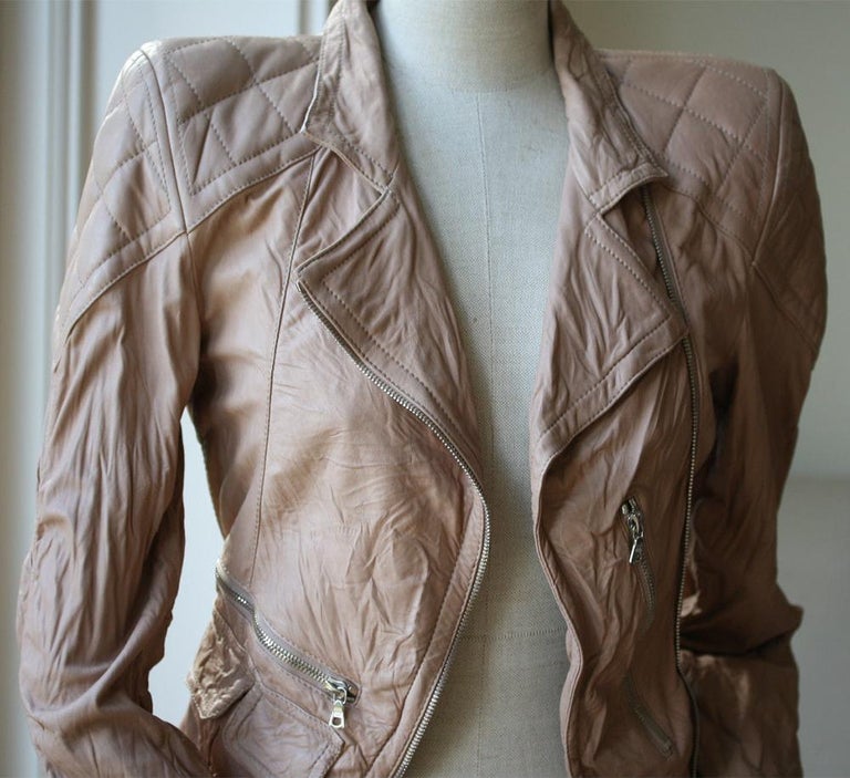 Marc Jacobs Wrinkled Leather Biker Jacket at 1stDibs | marc jacobs pink ...