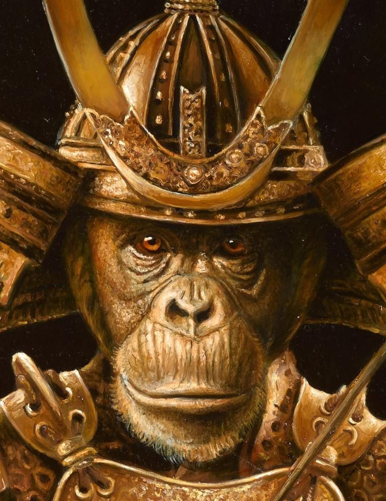 Marc Le Rest (1970-), Samurai Tokugawa, Oil on Canvas, Framed, Signed ...