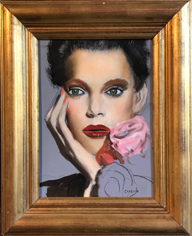 Marc Olivier Gregoire - Signed French Oil - Parisian Beauty with Flower ...