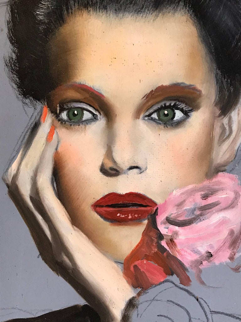 Marc Olivier Gregoire - Signed French Oil - Parisian Beauty with Flower ...