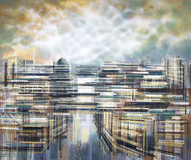 Marc Todd - Berlin Skyline At Sunset, Painting, Acrylic on Canvas For ...