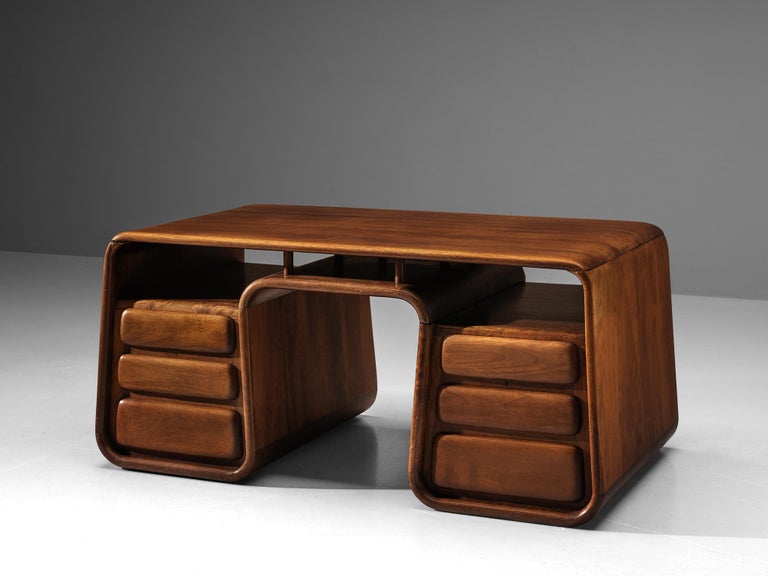Marc van Rampelberg Freestanding Desk in Solid Iroko For Sale at 1stDibs